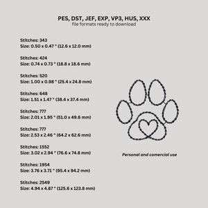 Simple Dog Paw Machine Embroidery Files, Multiple Sizes, Pet Paw With ...