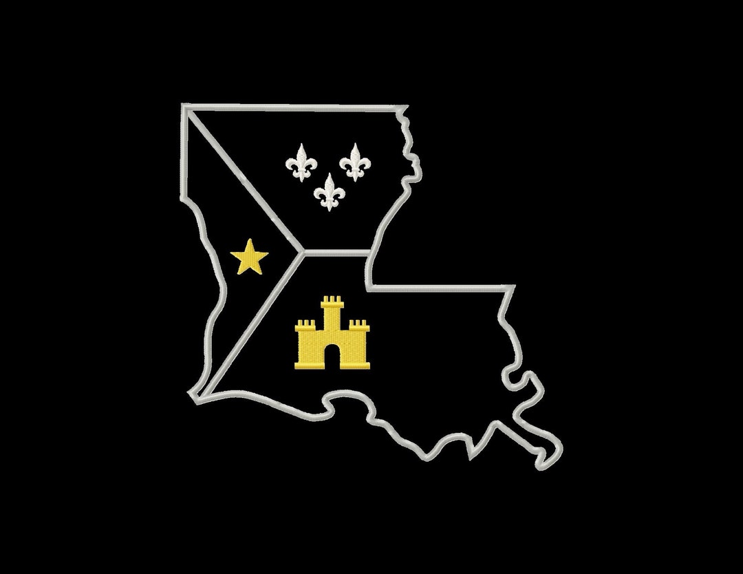 Louisiana Region Applique Embroidery Design for Machine, Cajun Flag ...