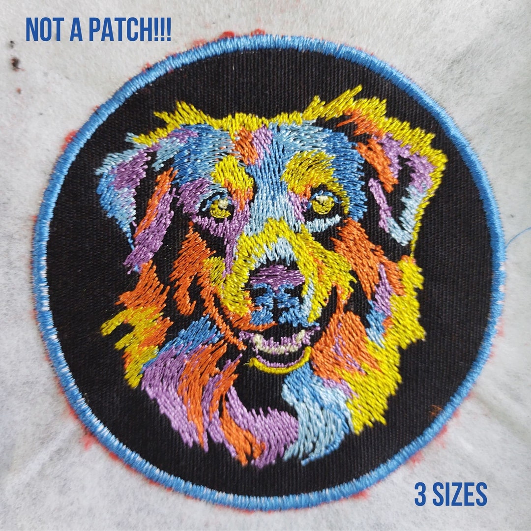 Colorful Australian Shepherd Machine Embroidery Design: 3 Sizes Digital ...