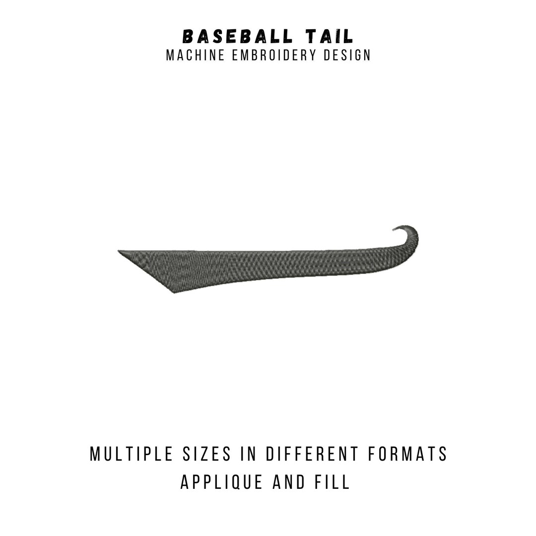 Baseball Tail Machine Embroidery Design Applique and Fill, Swoosh Swirl ...