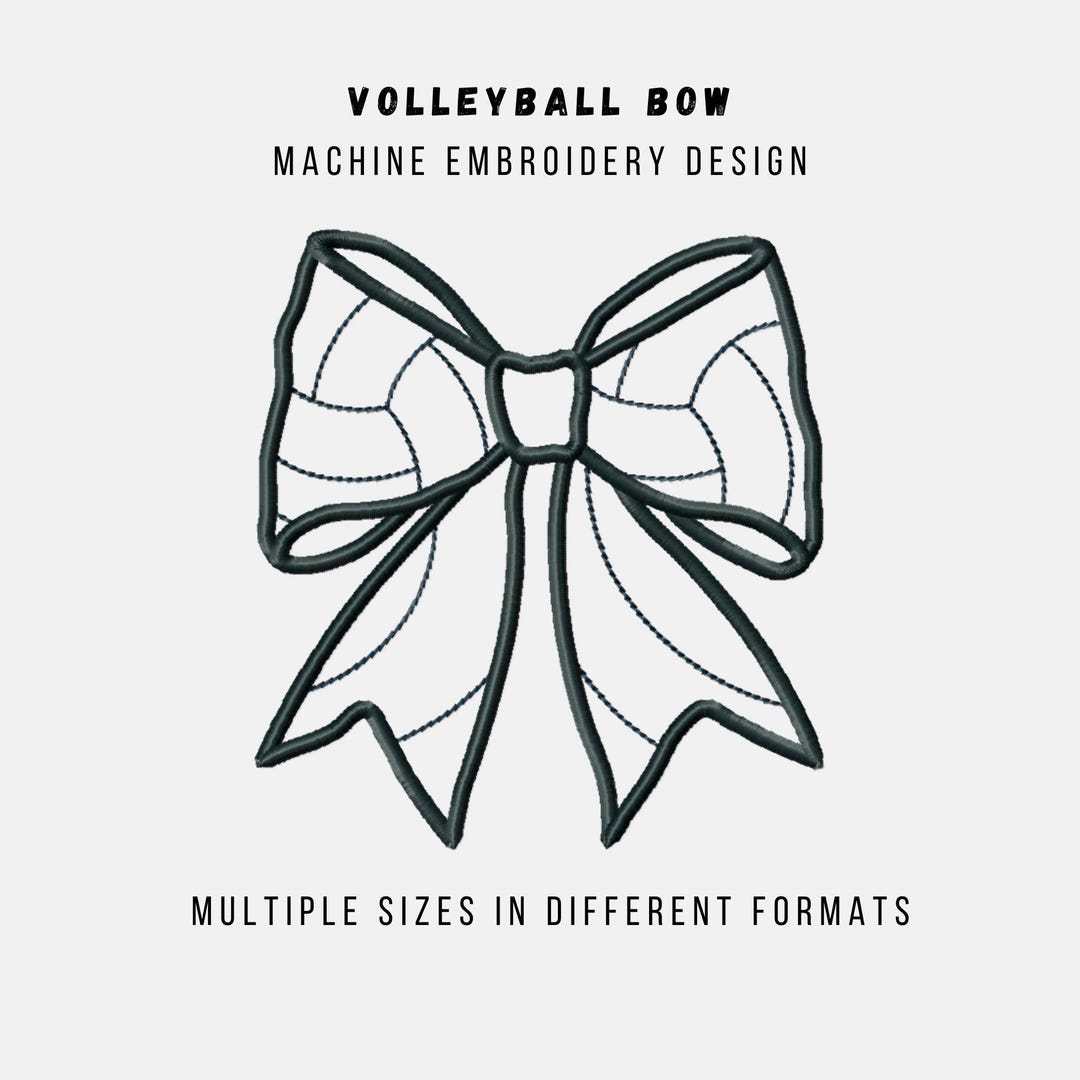 Volleyball Bow Side Applique Machine Embroidery Design - Etsy