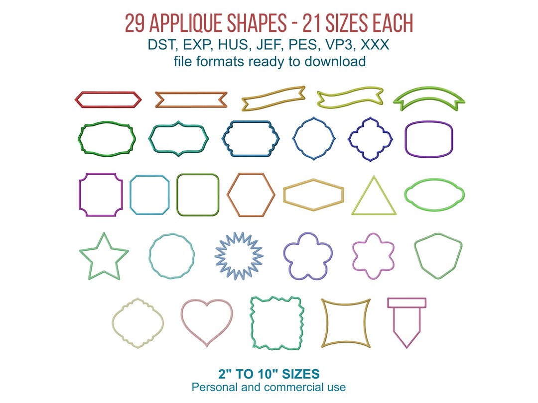 Applique Shapes Machine Embroidery Design Bundle: Multiple Sizes, 2 ...