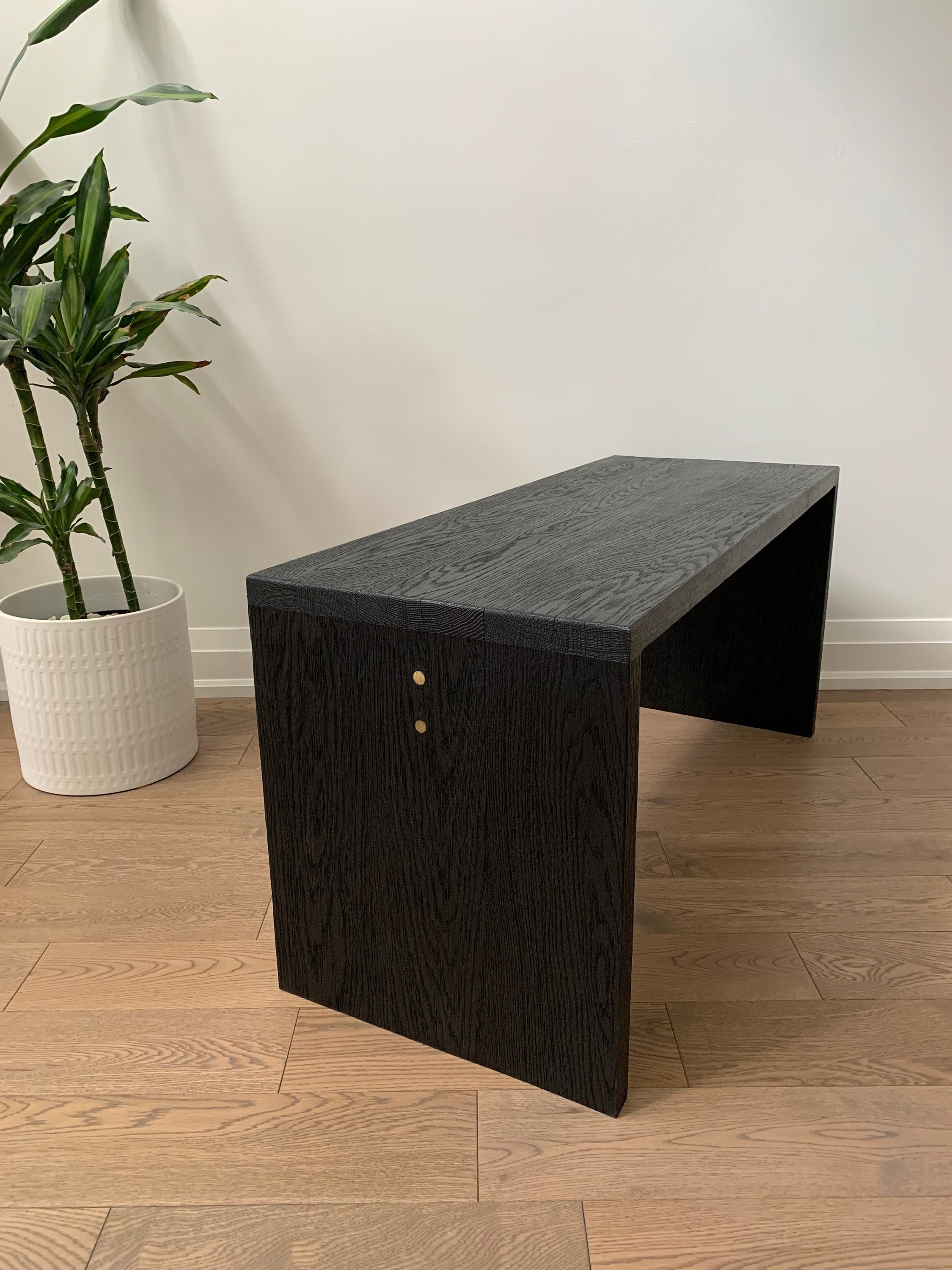 Shou Sugi Ban Charred White Oak Bench W/ Bronze Dowels (yakisugi) - Etsy