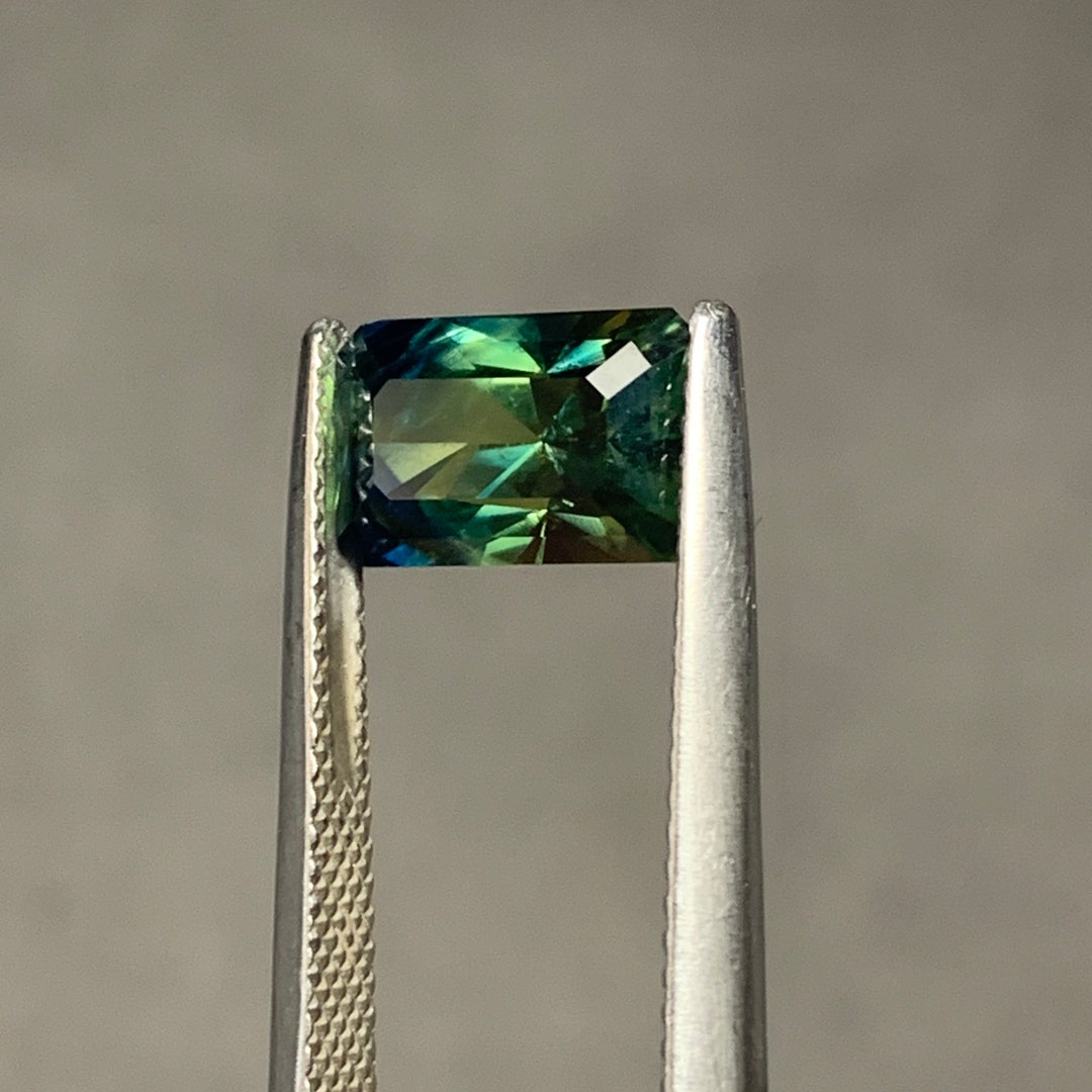 3.61ct Teal Parti Sapphire, Rectangular Unheated, Australia Natural ...