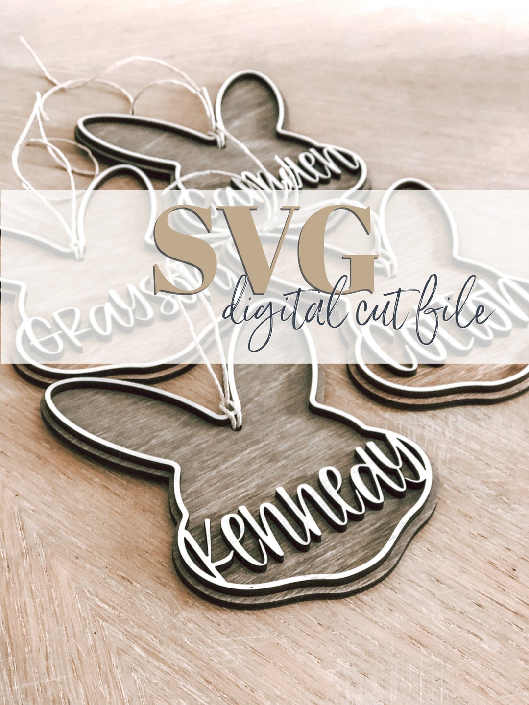 Digital Cut File | Bunny Shaped Basket Tag | Easter | Laser File - Etsy