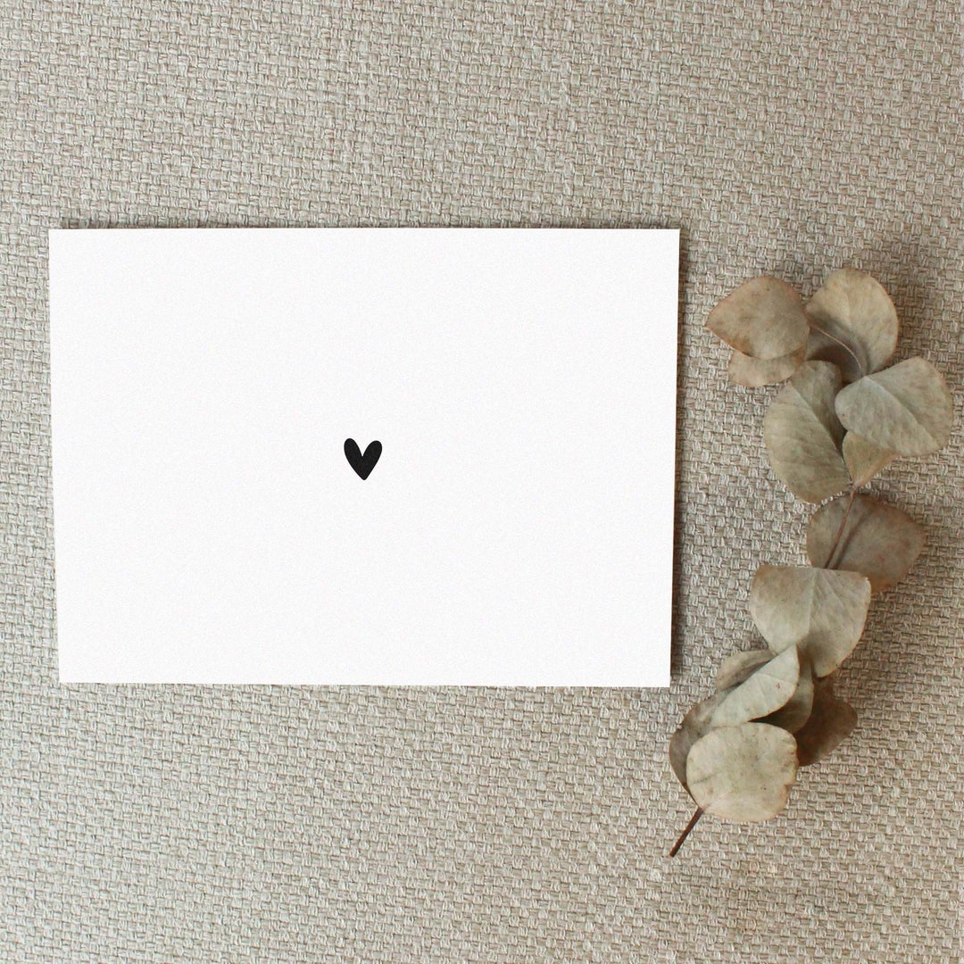 2er Set Herz Postkarte | Herzkarte DIN A6 | schlichte Grußkarte mit ...