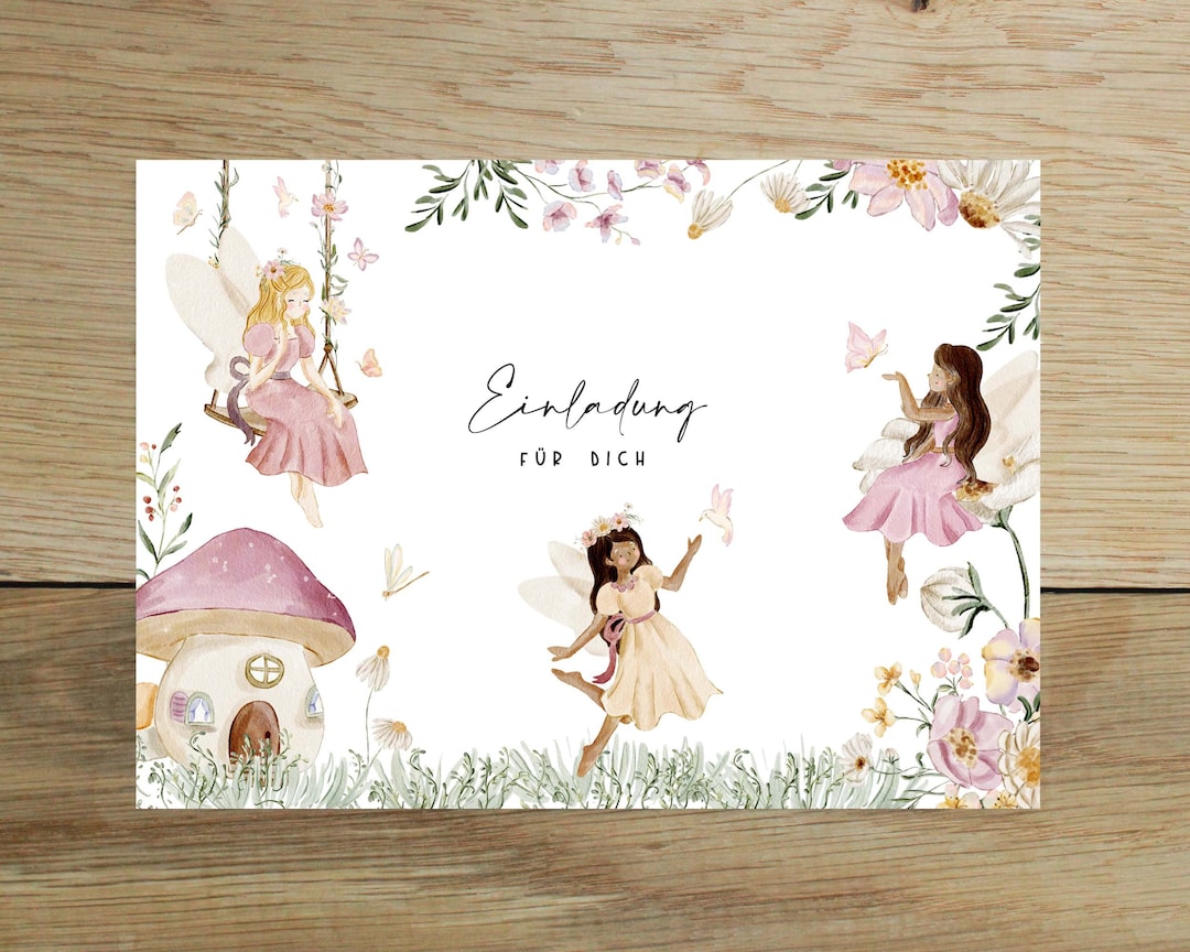 5x / 10x Fee Einladungskarten Kindergeburtstag | Einladung für Kinder | Kindergeburtstag ...