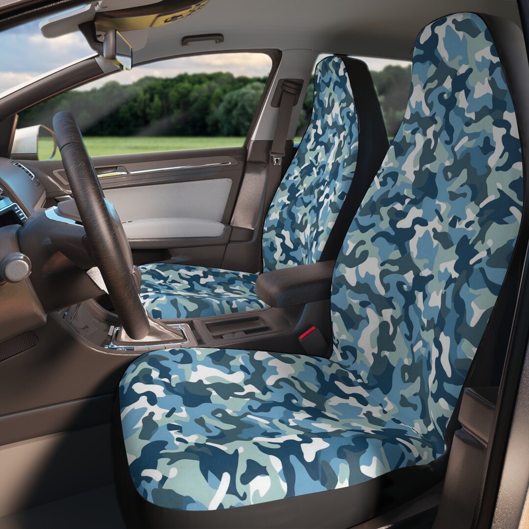 Blue Camo Car Seat Covers, Blue Car Seat Covers for Vehicle, Camo Car ...