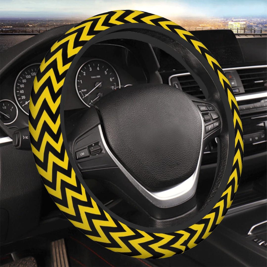 Yellow Steering Wheel Cover With Chevron Pattern, Multiple Colors, Car ...