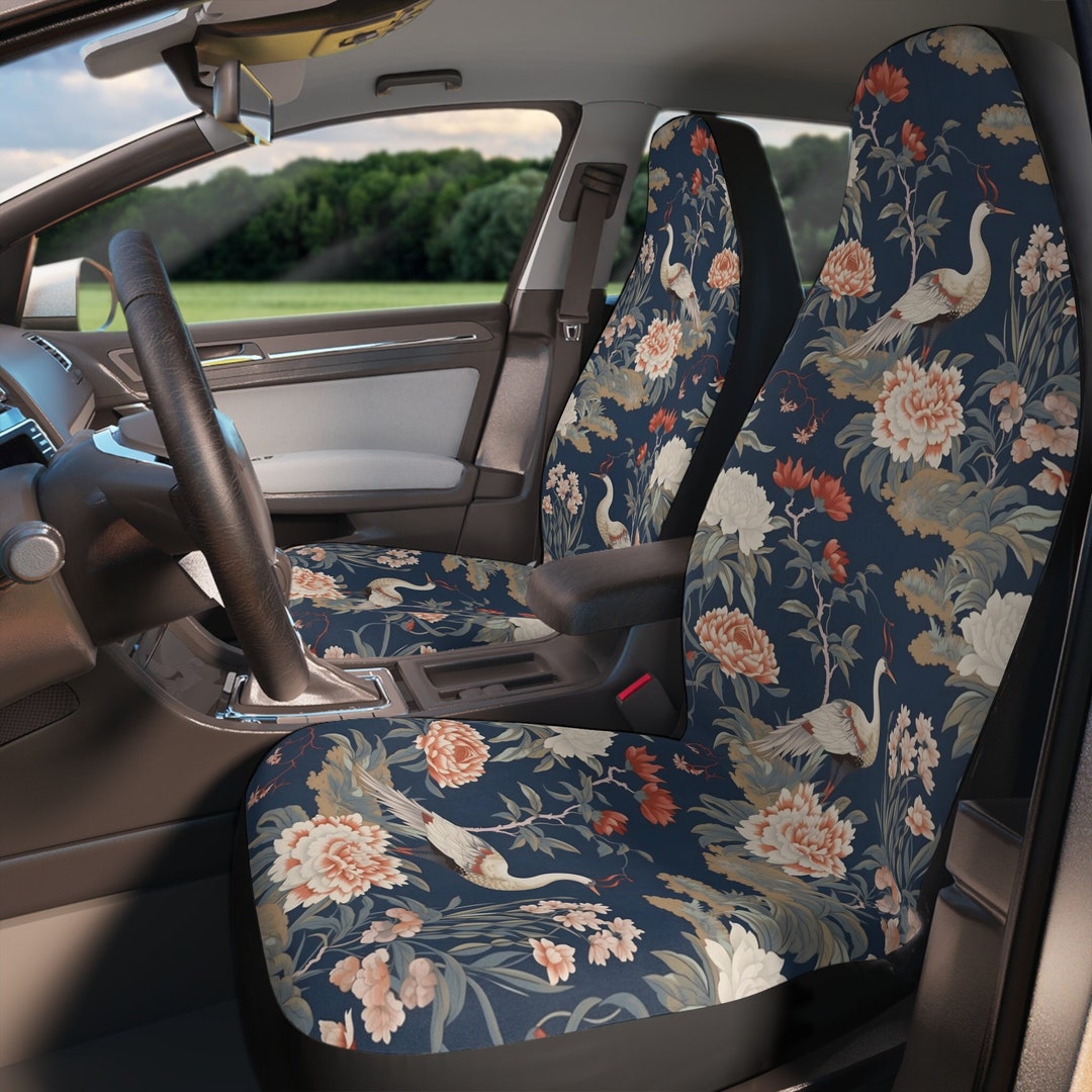 Oriental Car Seat Covers, Bird Chinoiserie Car Seat Covers, Japanese ...