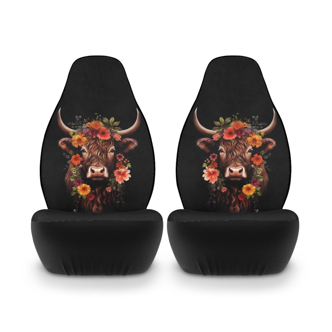 Highland Cow Car Seat Covers, Farm Animal Car Seat Covers, Highland Cow ...