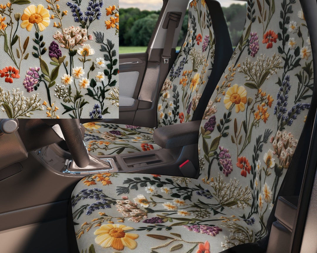 Faux Embroidery Car Seat Covers for Vehicle, Imitation Floral ...