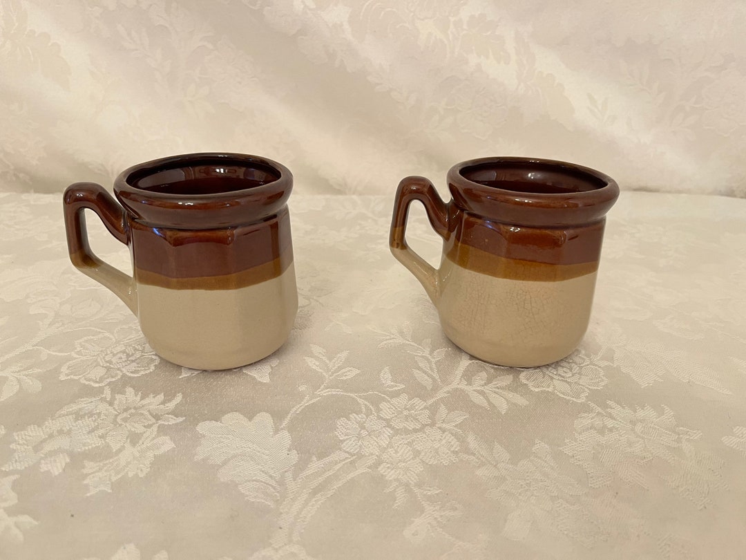Vintage Brown Two-toned Taiwan Pottery Retro Mugs Set of 2 - Etsy