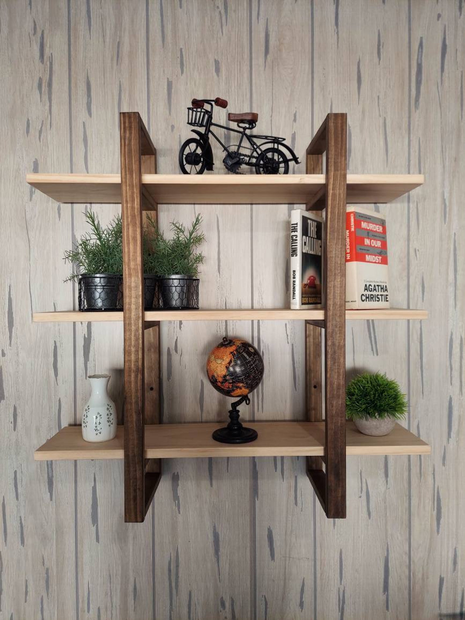 Floating Shelf Modern Two Tone Colored Shelf Solid Wood - Etsy