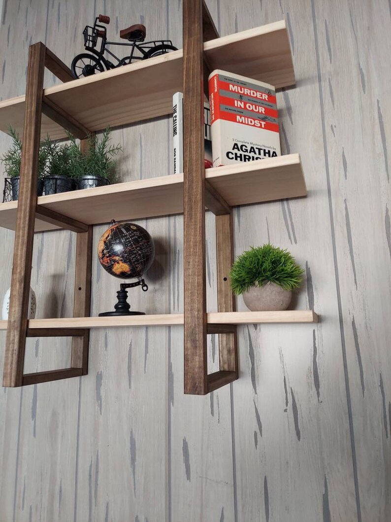 Floating Shelf Modern Two Tone Colored Shelf Solid Wood - Etsy