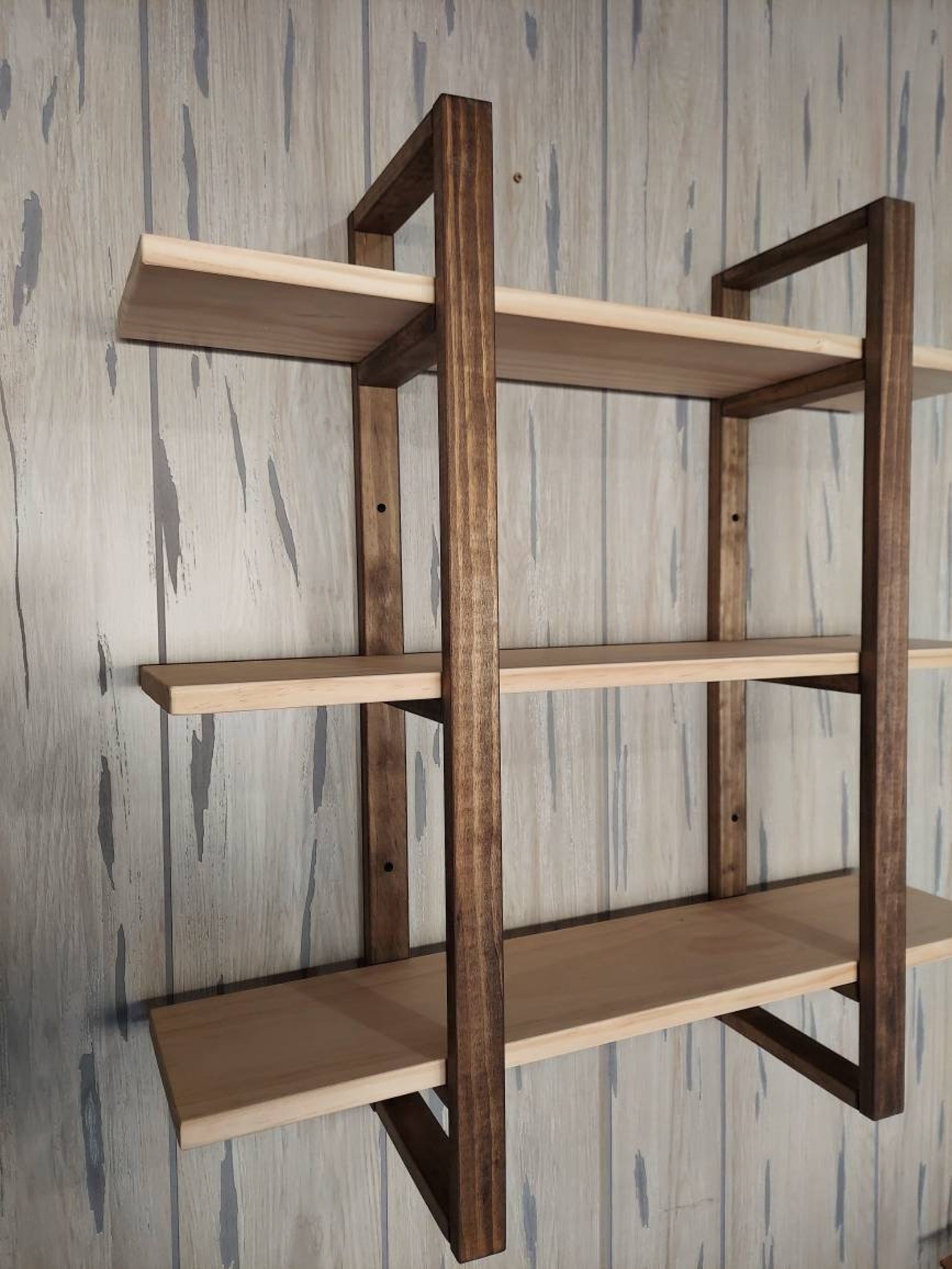 Floating Shelf Modern Two Tone Colored Shelf Solid Wood - Etsy