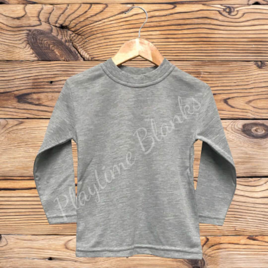 Sublimation Blanks- Toddler/youth- Grey Long Sleeve Crew Neck Shirt 65% ...