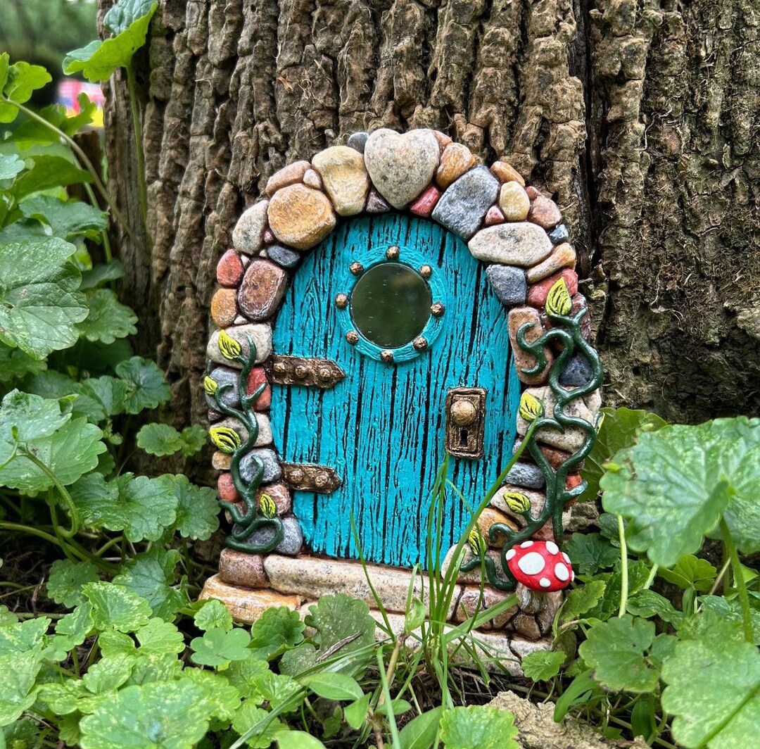 The Magical Blue Fairy Door: Hand-painted Resin With Heart Stone and ...