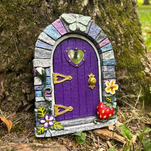 The Secret Garden Fairy Door (purple) / Fairy Door With Heart Mirror and Butterfly Keystone - Etsy
