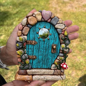 The Magical Blue Fairy Door: Hand-painted Resin With Heart Stone and ...
