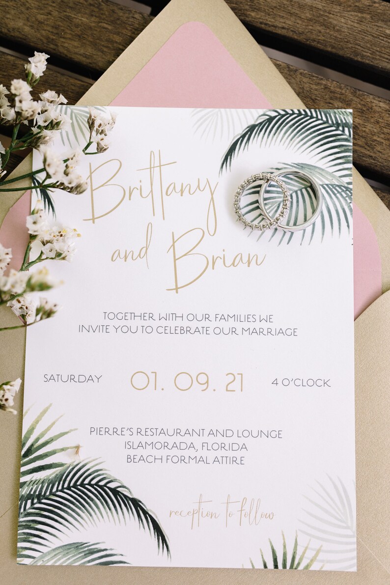 Tropical Wedding Invitation Set, Tropical and Blush Wedding Invite ...