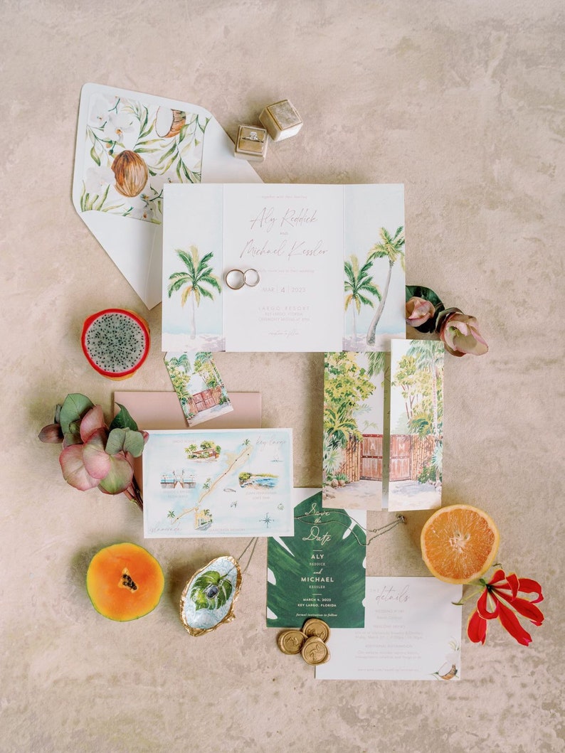 Tropical Wedding Invite, Watercolor Wedding Invite, Custom Wedding ...