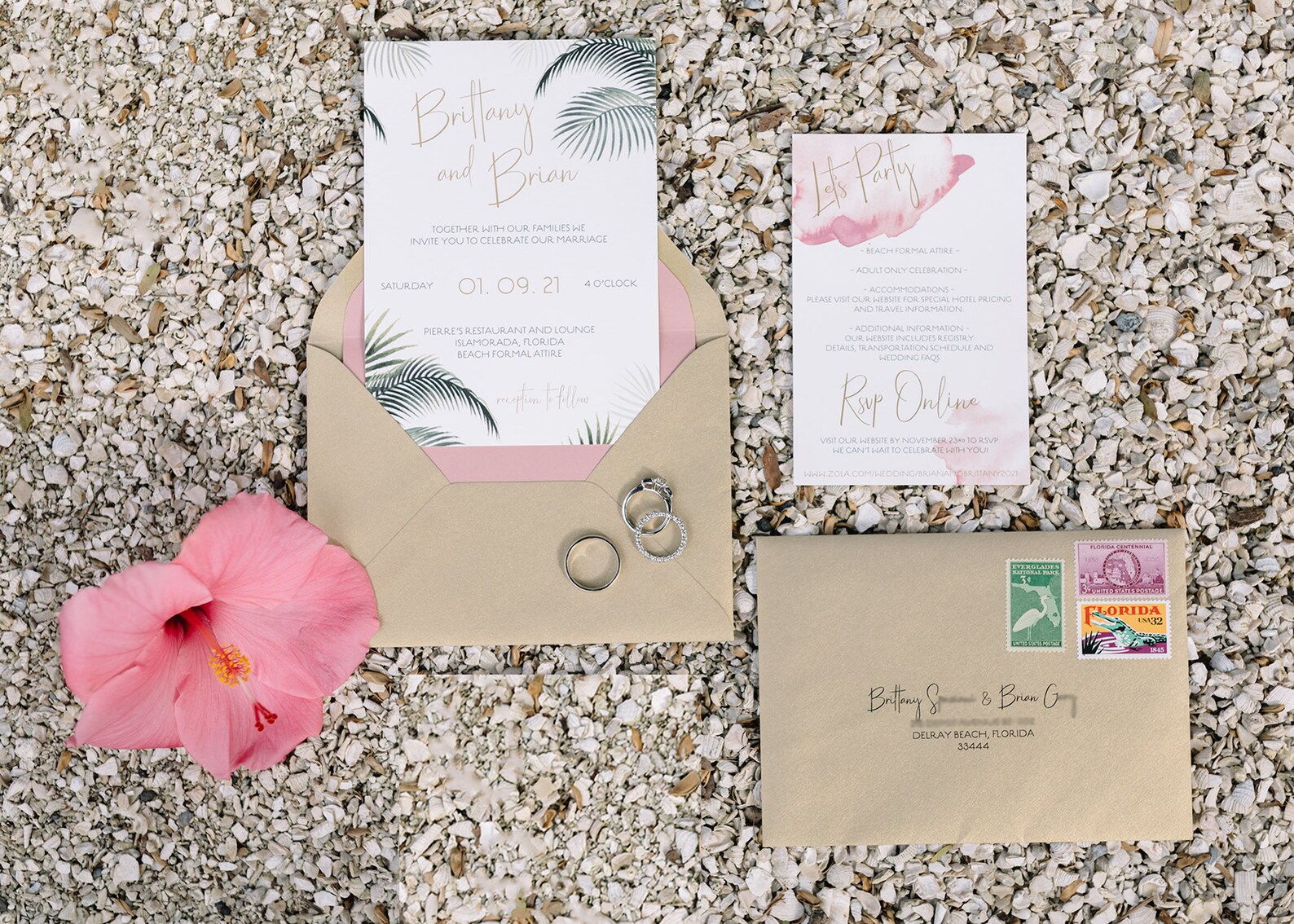 Tropical Wedding Invitation Set, Tropical and Blush Wedding Invite ...