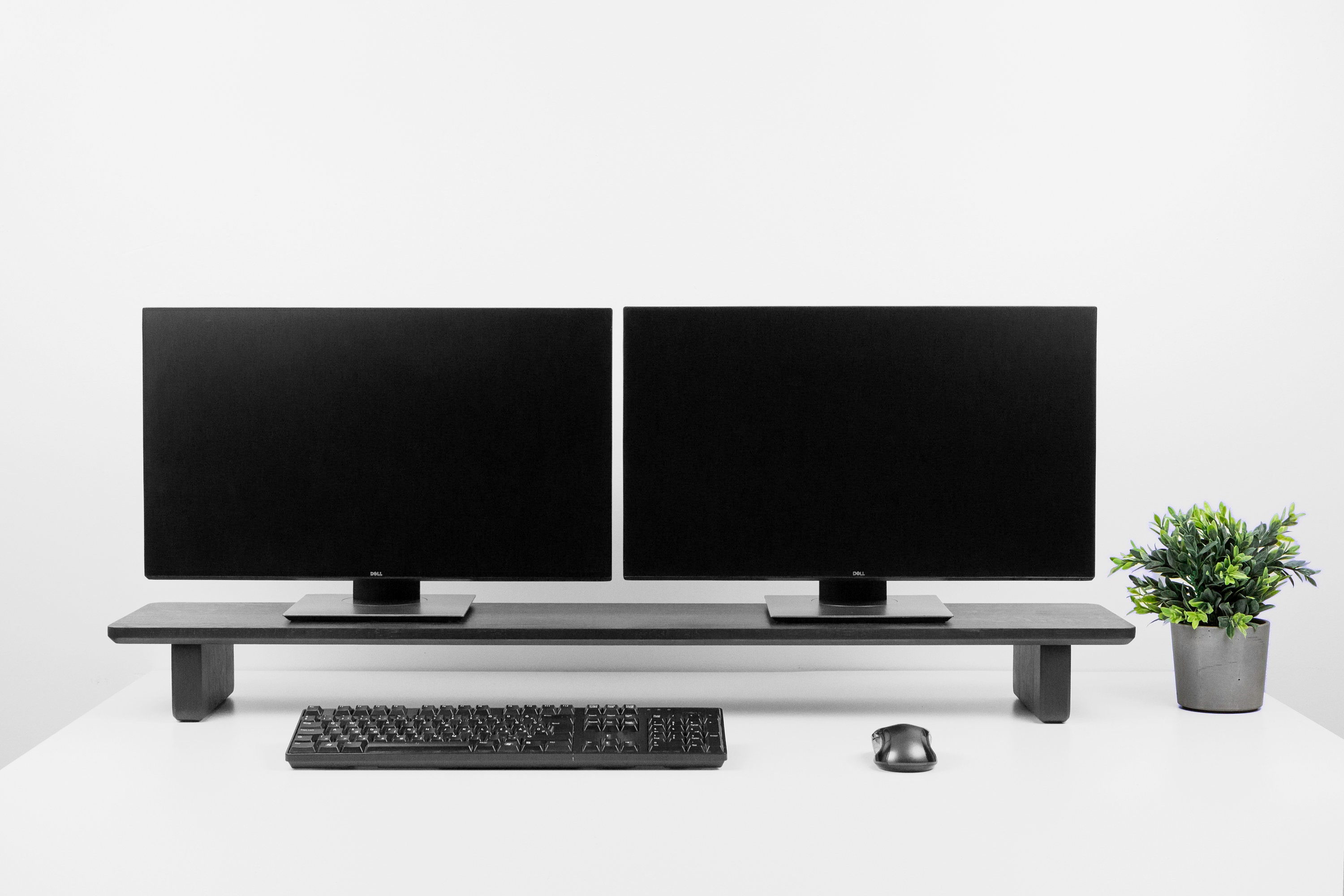 Solid Wood Dual Monitor Stand: Ergonomic Desk Shelf - Etsy