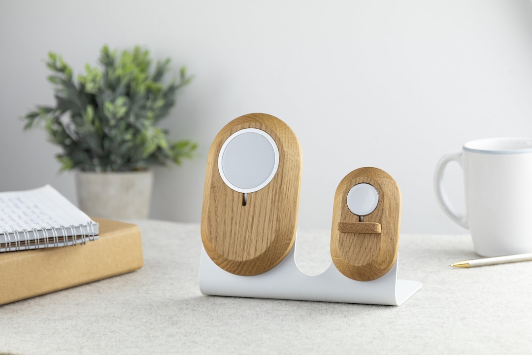 Wood Magsafe & Apple Watch Charging Stand: Dual iPhone Dock - Etsy