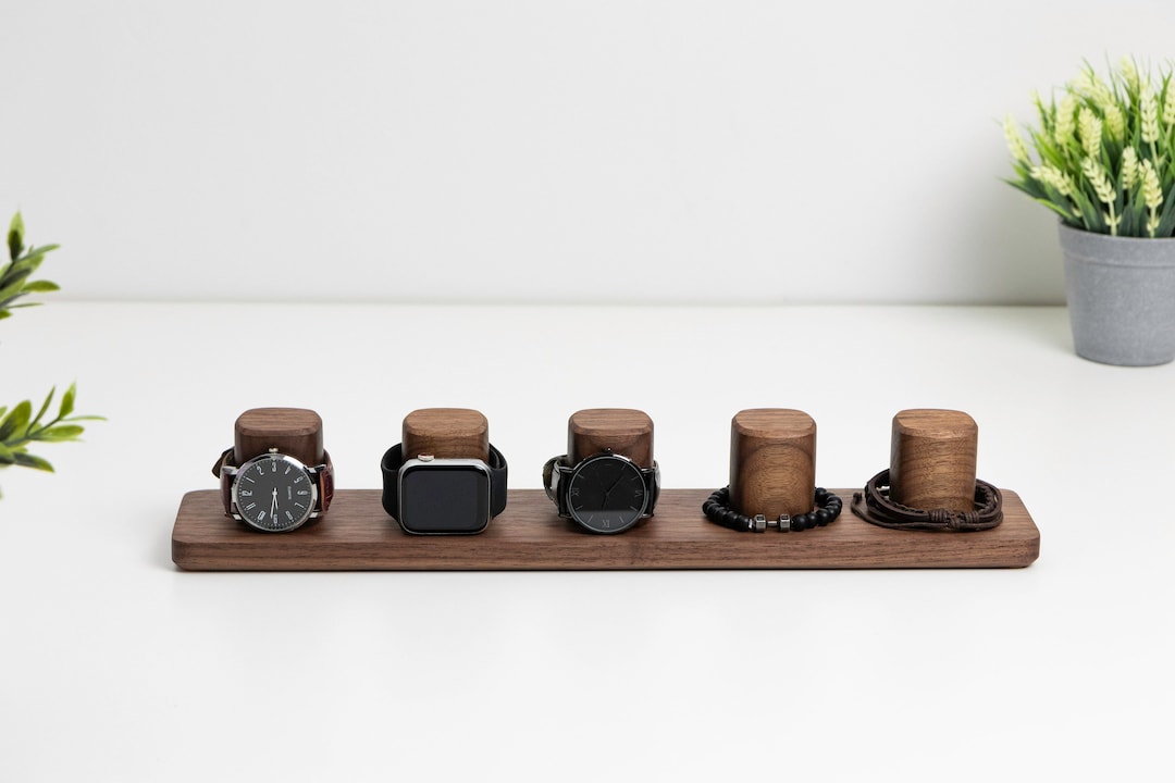 Solid Wood Watch Stand: Timepiece Display for 1-5 Watches - Etsy