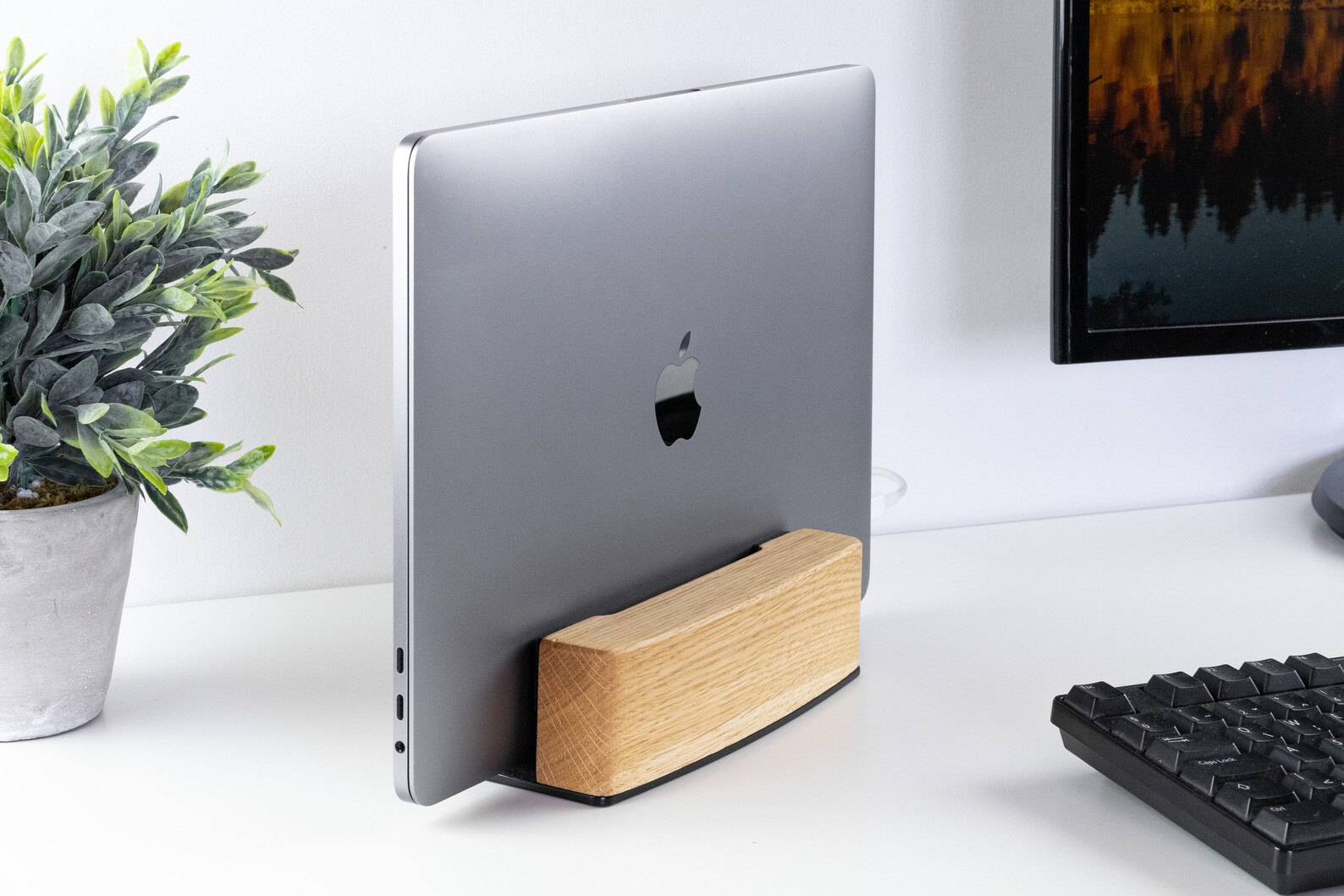 Solid Wood Laptop Stand Vertical Macbook Holder With - Etsy