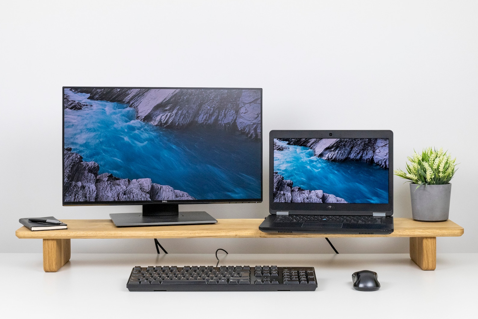 Medium and Large Dual Monitor Stand Made of Solid Wood in 2 - Etsy