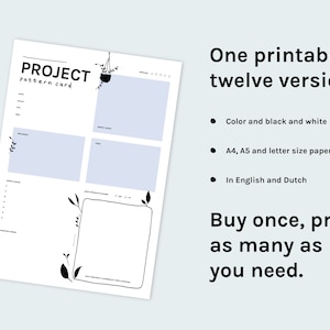 PDF Pattern Project Card | Organize Your Pattern Stash | Instant ...