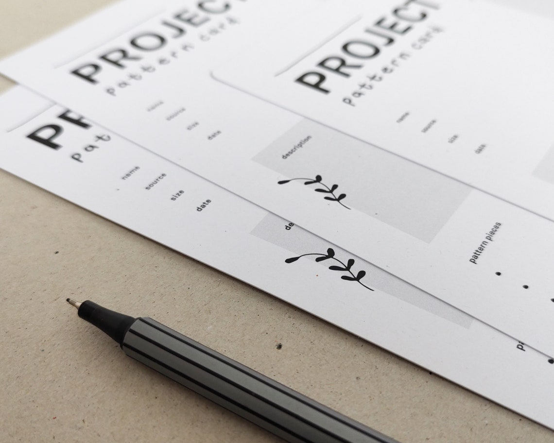 PDF Pattern Project Card | Organize Your Pattern Stash | Instant ...
