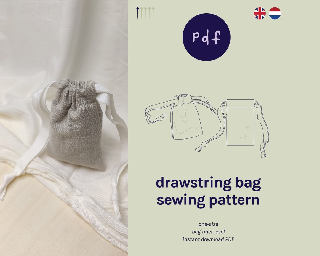 PDF Drawstring Bag Sewing Pattern | Sew Your Own Gift Pouch | Beginner ...