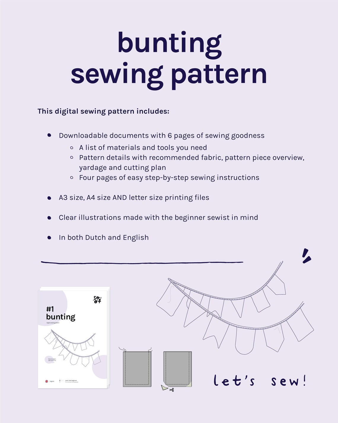 PDF Bunting Sewing Pattern | Sew Your Own Bunting | Beginner Level ...