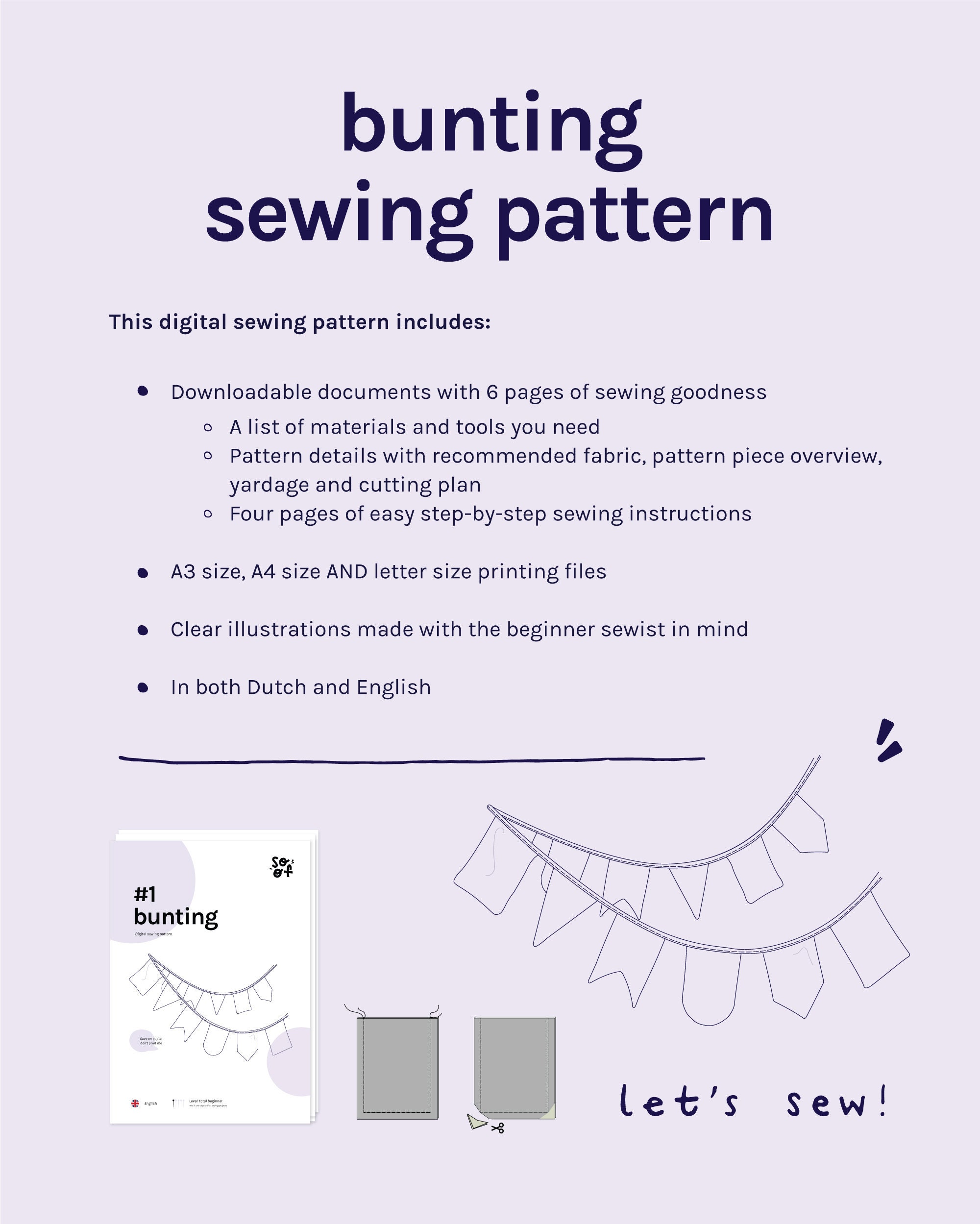 PDF Bunting Sewing Pattern Sew Your Own Bunting Beginner Level Instant ...