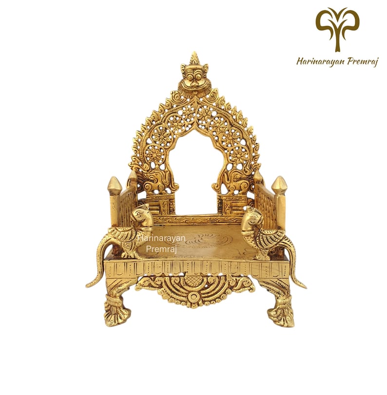 Brass Throne Seat Singhasan, 21CM Pooja Chowki in Brass, Choki for ...