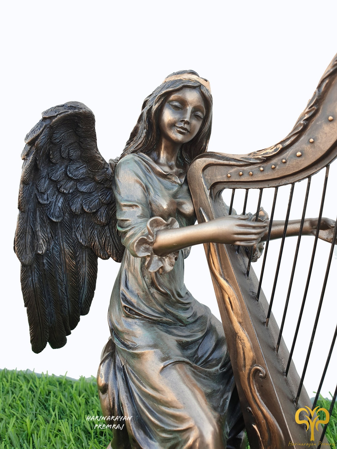 Angel Musucian Harp Statue 20CM Windblown Angel Playing | Etsy