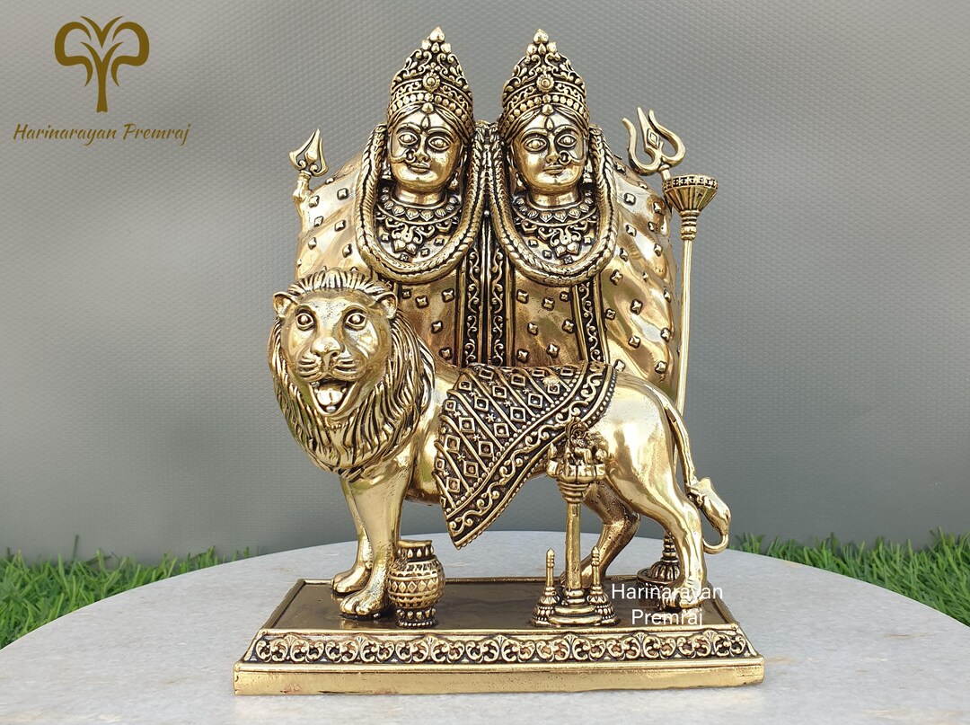 Brass Durga Chamunda Devi Statue, 16.5CM Fine Goddess Shaila Putri Kali ...