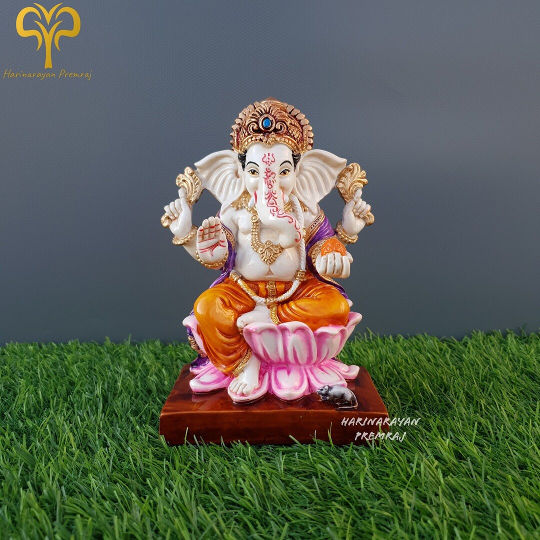 Lord Ganesha Statue, 17.5CM, Ganesh Statue, Handpainted Cultured Marble ...