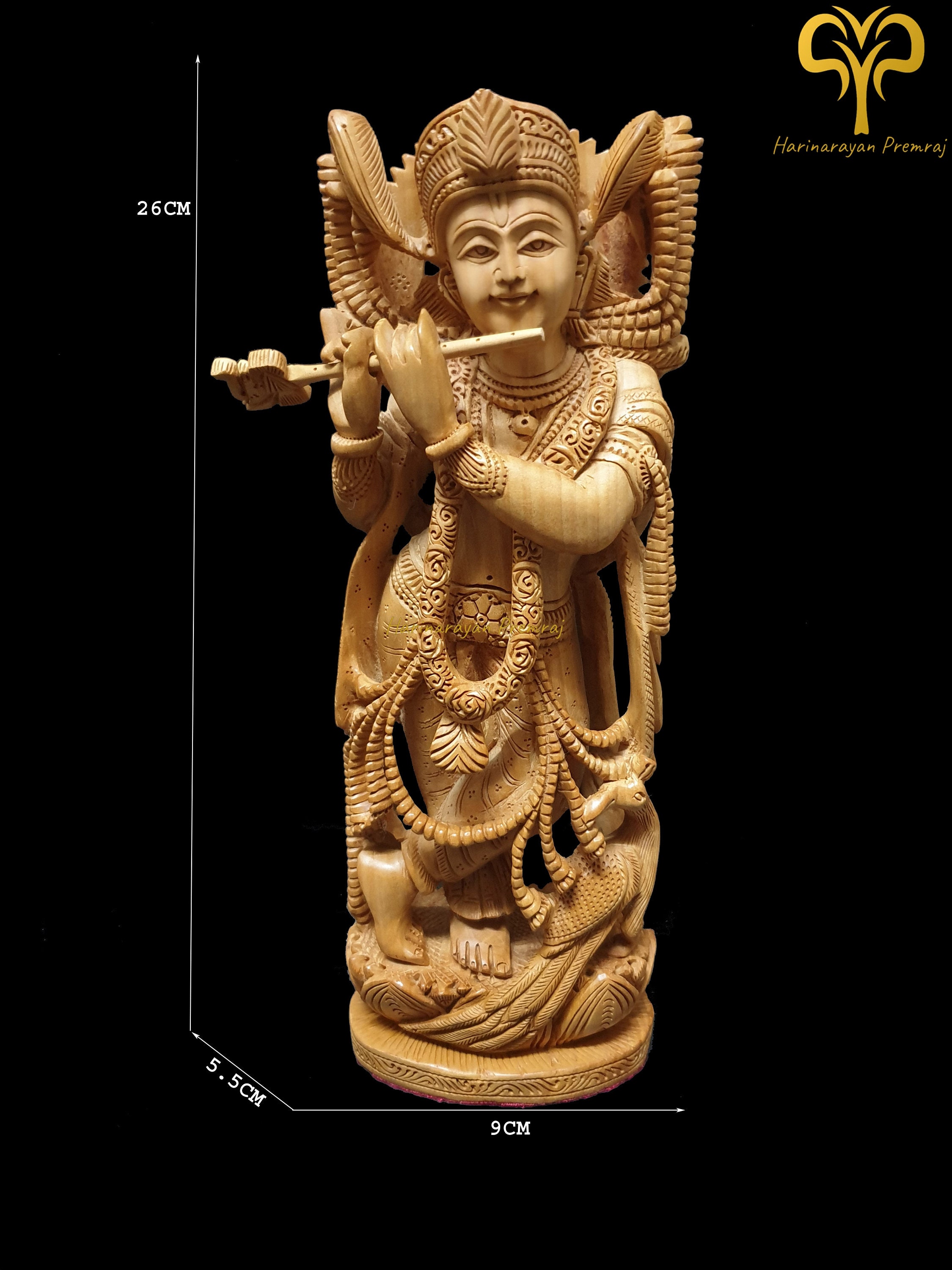 Krishna Statue/Wooden Fine Hand Carved Standing Krishna | Etsy
