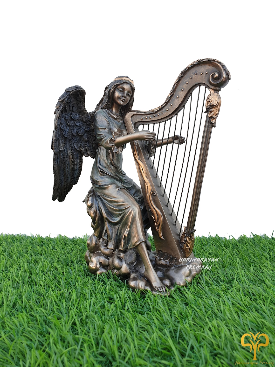 Angel Musucian Harp Statue 20CM Windblown Angel Playing | Etsy