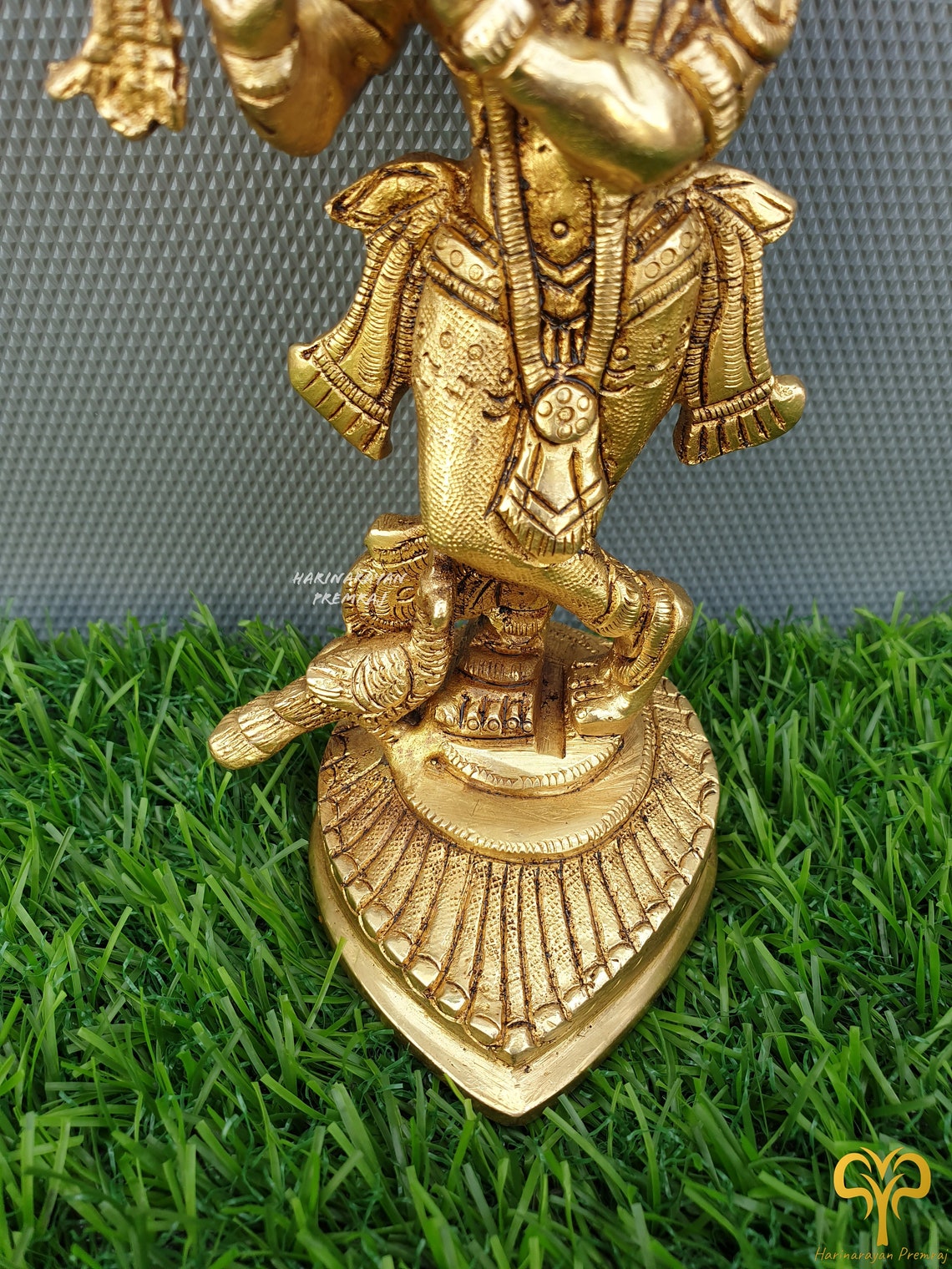 Brass Krishna Statue, Lord Krishna Standing With Peacock, 6" Inch ...
