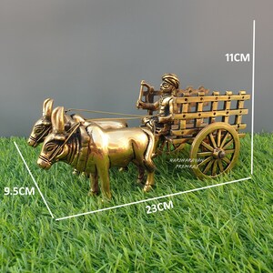 Brass Bull Cart Showpiece, 23CM Vintage Indian Village Bullock Cart ...