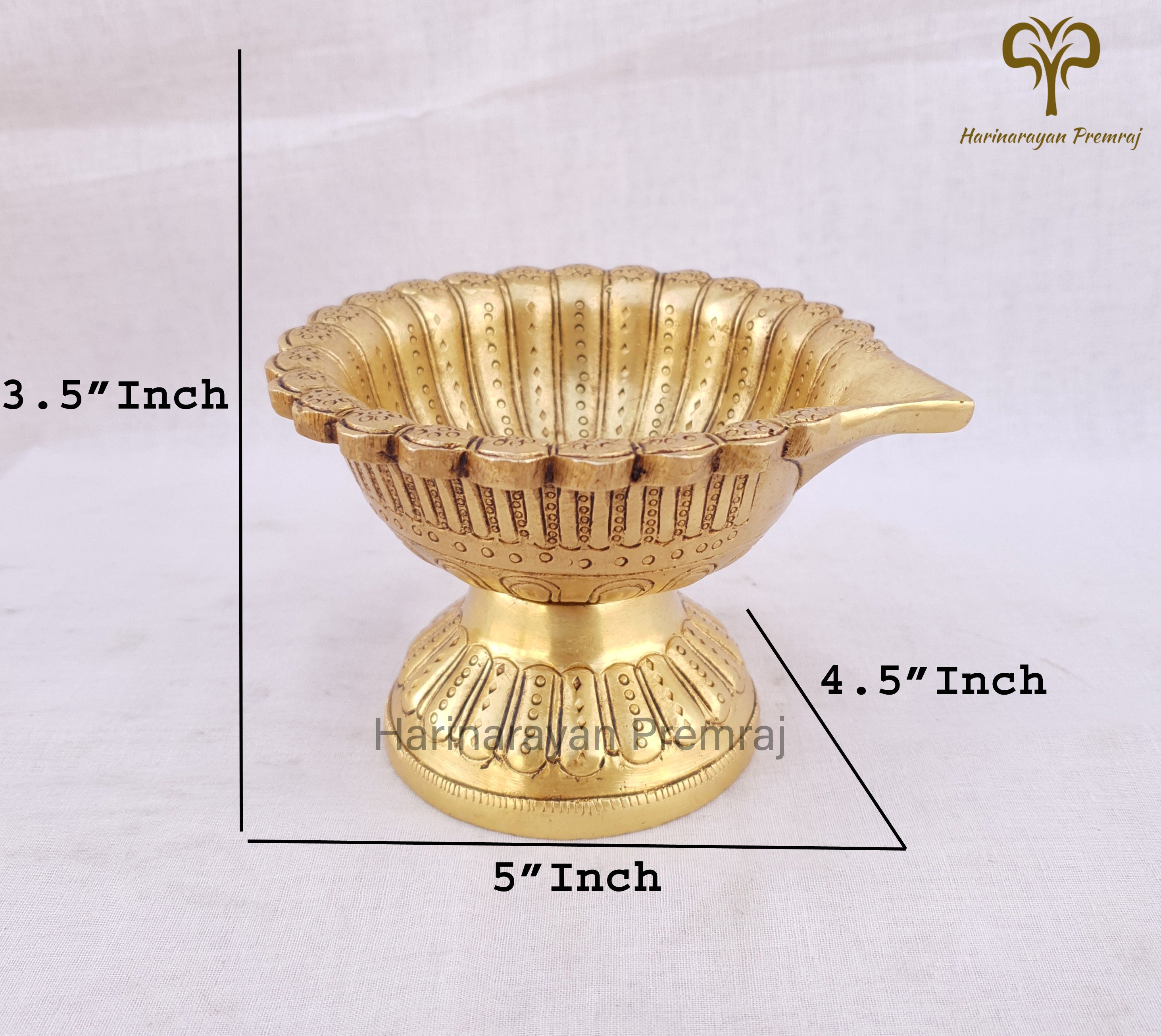 Brass Diya for Puja Temple Decoration, 13CM, Large Diya Stand Oil Lamp ...