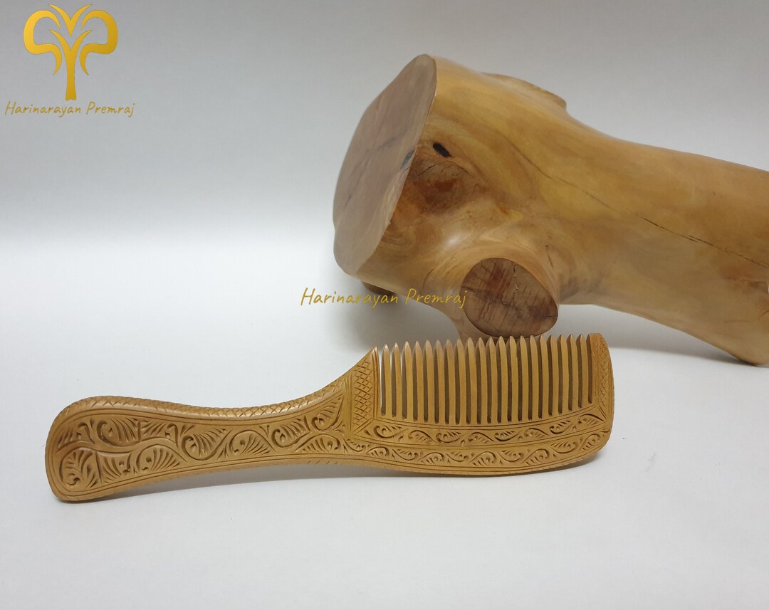 Pure Sandalwood Comb • Fine Caved Sandalwood Comb• Fine-tooth ...