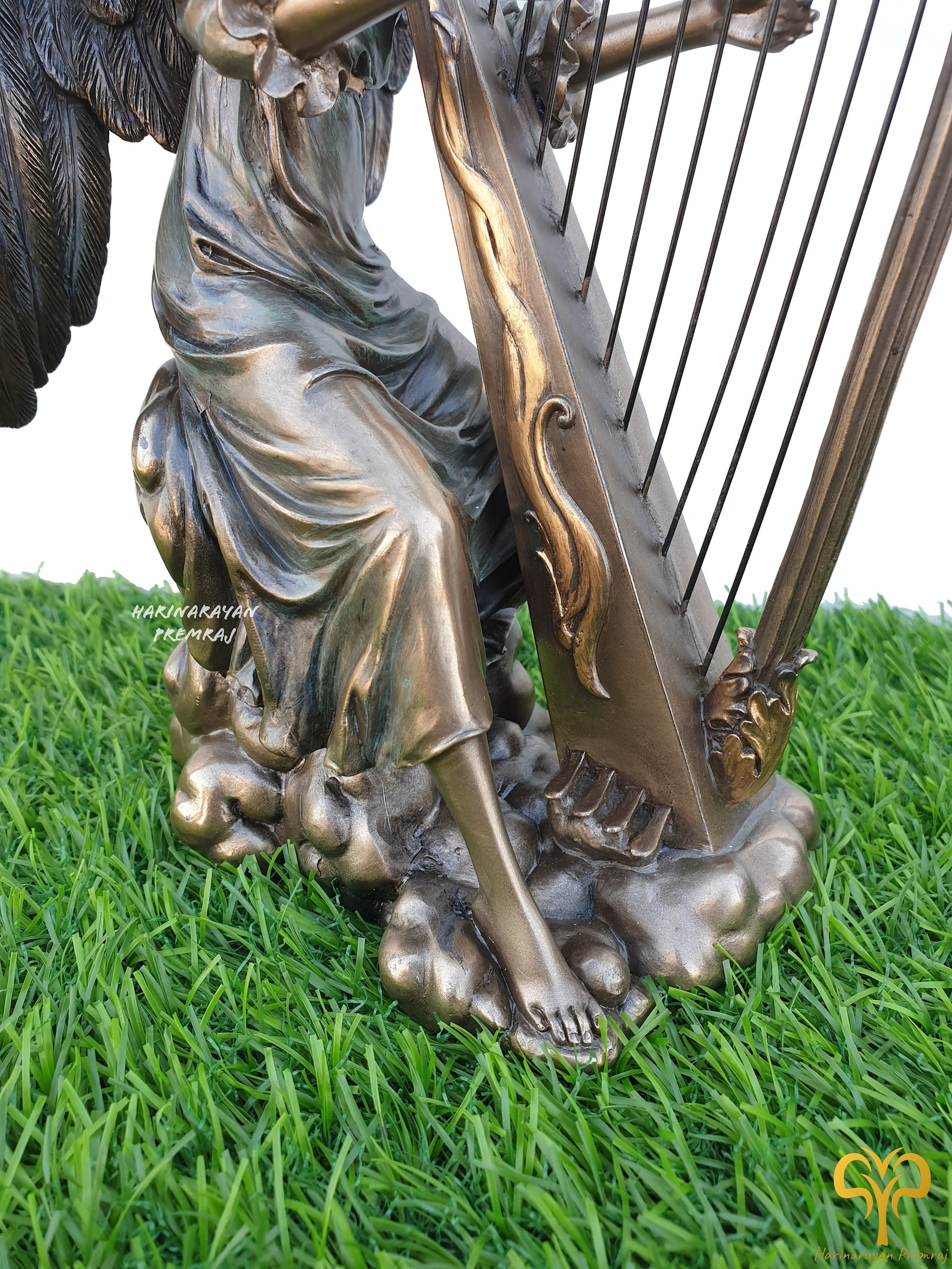 Angel Musucian Harp Statue 20CM Windblown Angel Playing | Etsy