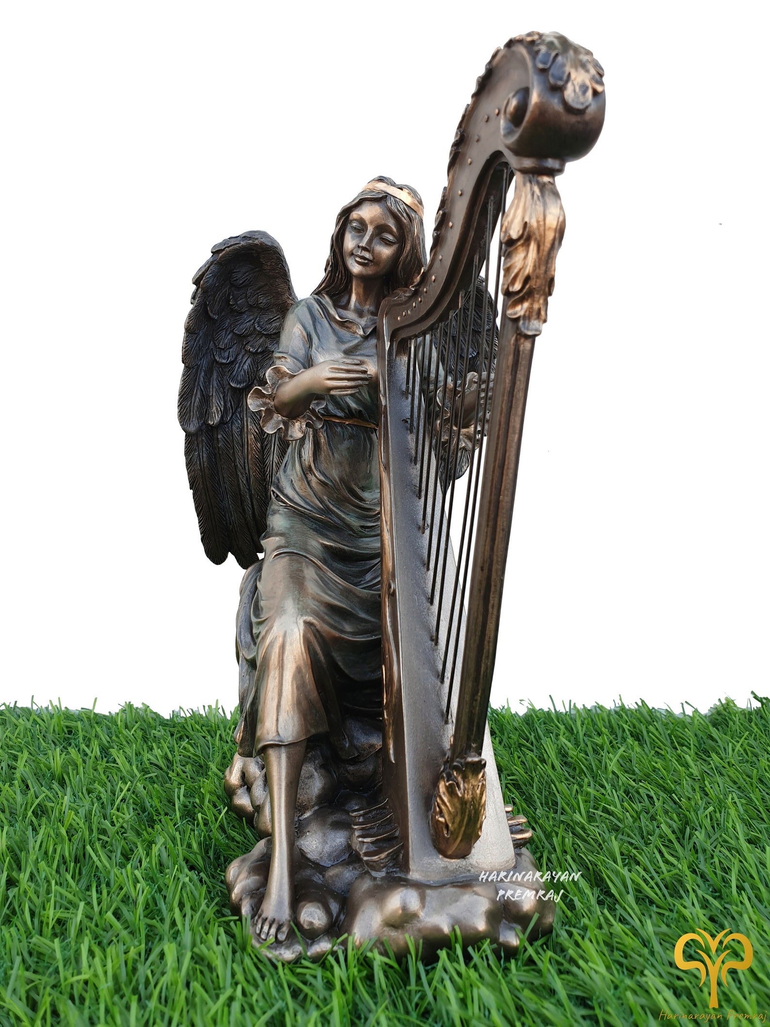 Angel Musucian Harp Statue 20CM Windblown Angel Playing | Etsy