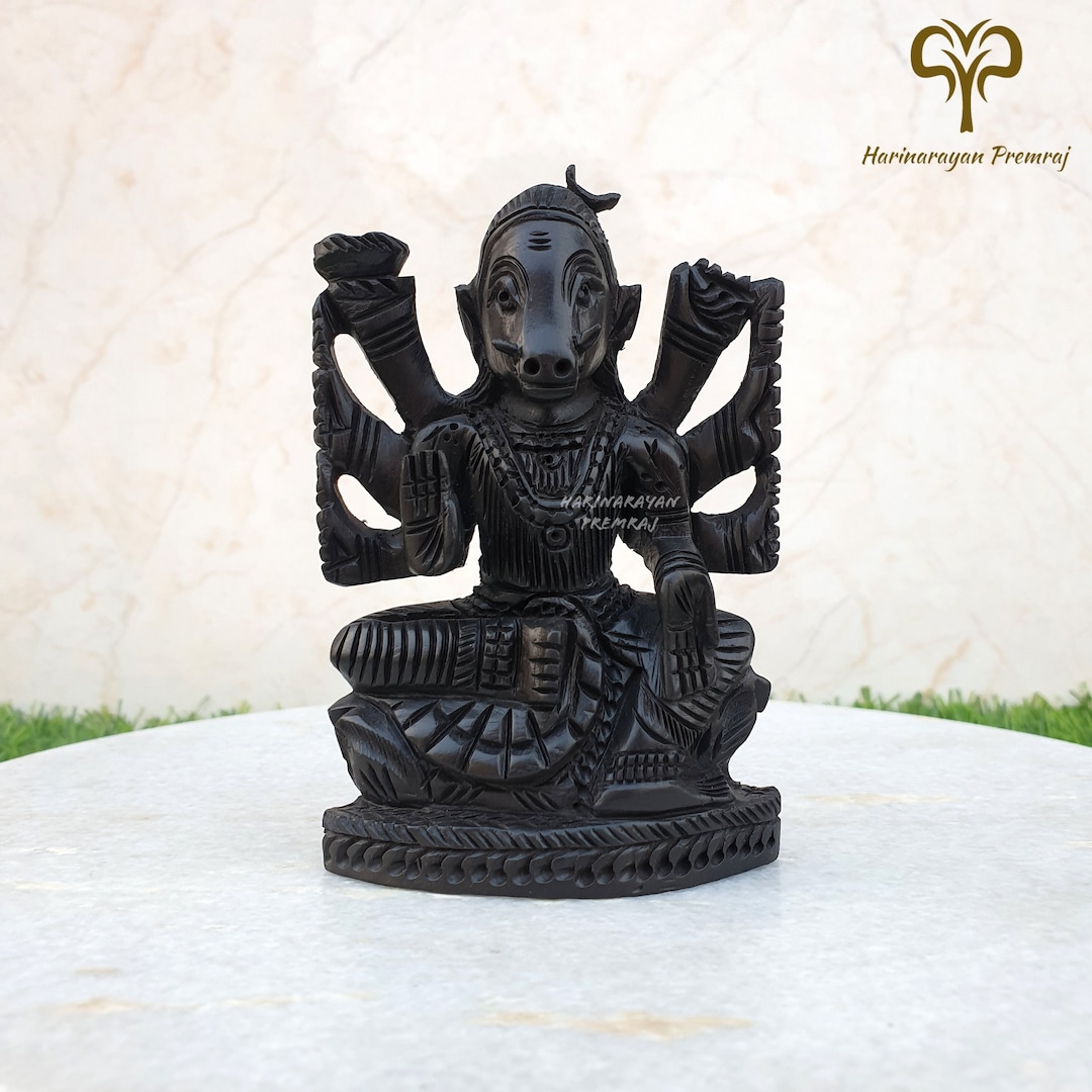 Ebony Wood Varahi Amman Statue, 11CM Varahi Goddess Idol in Karungali ...